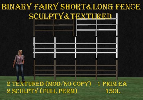 Second Life Marketplace - Binary Fairy~Short&Long Fence